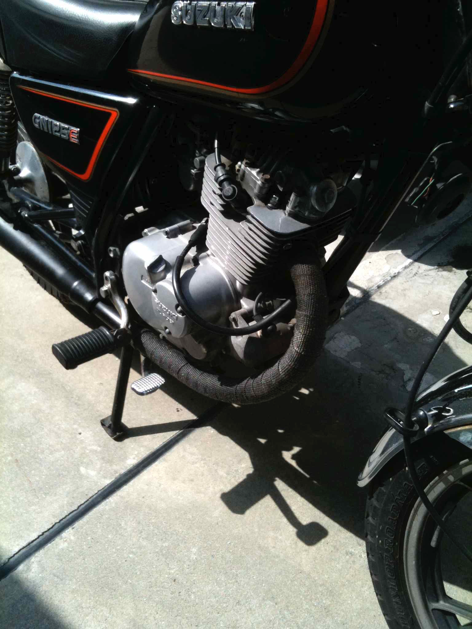GN125マフラーを耐熱ブラック塗装＆耐熱バンテージ取り付け | バイク・アウトドア・遊び場レポートのブログ「アイボウアイテムズ」